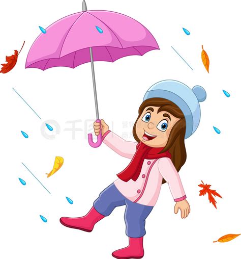 暴雨免抠元素 秋天的雨中小女孩撑着粉色雨伞 素材免费下载 933像素 Eps格式 编号69868756 千图网