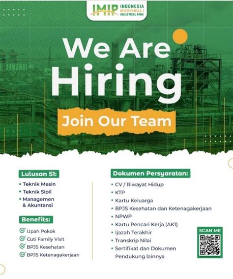 Open Recruitment Pt Imip Morowali Januari Tahun 2024 Lulusan S1 Link
