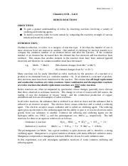 Lab Redox Reactions Experiment Docx Redox Reactions Chemistry Lab REDOX REACTIONS