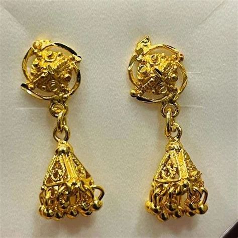 Copper Golden Ladies Party Wear Artificial Earring 2inch Length At