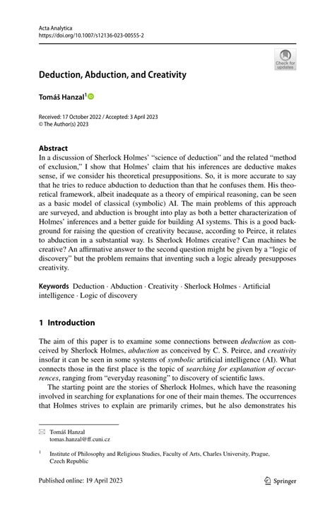 Pdf Deduction Abduction And Creativity