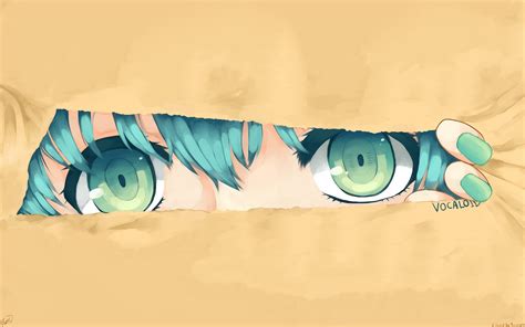 Bakgrundsbilder Hatsune Miku Vocaloid Flicka ögon Blå 2560x1600