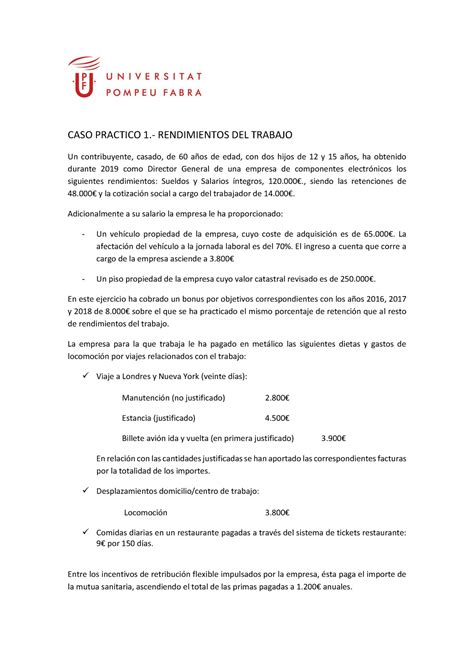 Caso 1 Rendimientos Del Trabajo Enunciado Warning TT Undefined