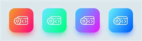 Software Line Icon In Square Gradient Colors Technology Signs