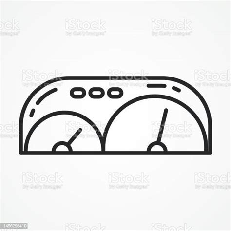 자동차 대시보드 개요 아이콘입니다 회전 속도계 선 아이콘입니다 스케일 미터 라인 아이콘입니다 0명에 대한 스톡 벡터 아트 및