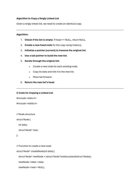 Algorithm To Copy A Singly Linked List Pdf Pointer Computer