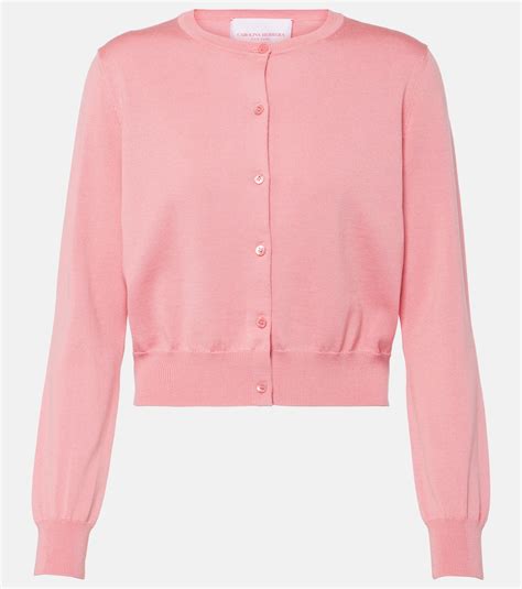 Cropped Silk And Cotton Cardigan In Pink Carolina Herrera Mytheresa