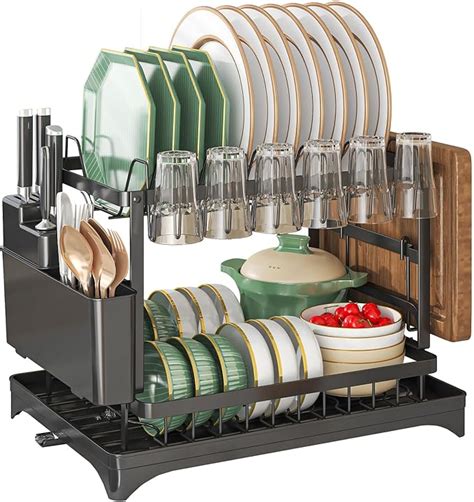 Amazon｜boota 食器 水切りラック 2段 スリム 大容量 水切りかご キッチン用品 食器収納 シンク上水切りラック 多機能収納 組立簡単 キッチン収納 40×30×29cm 取扱