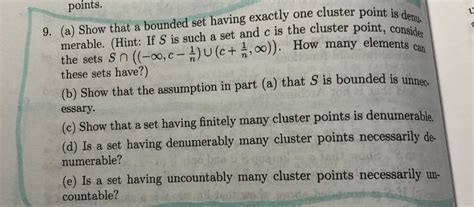 solved points 9 a show that a bounded set having exactly