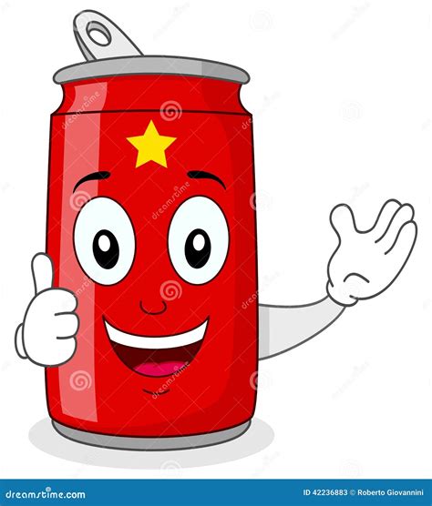 Red Soda Can Character With Thumbs Up Stock Vector Image 42236883