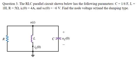 Solved Question The Rlc Parallel Circuit Shown Below Has Chegg