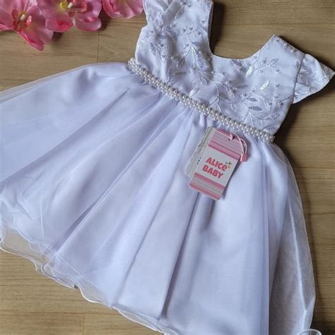 Vestido Festa Branco Luxo Batizado Mod 10 Elo7