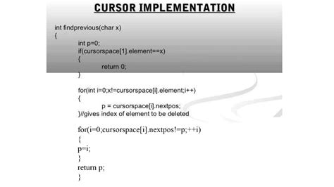 cursor implementation in linked list pptx