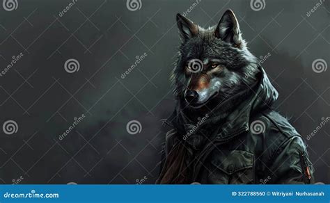 Stylish Stalker Wolf Wearing Sleek And Stealthy Attire Generative Ai