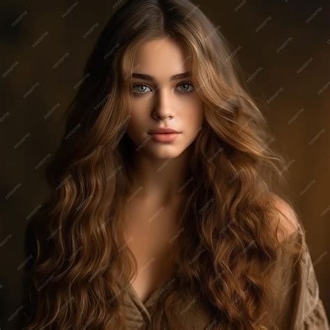 A Woman With Long Brown Hair And A Yellow Shirt Is Posing For A Photo