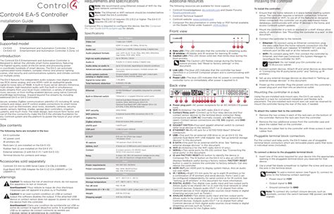 Control4 C4ea5v2 System Controller User Manual Control4 Ea 5 V2