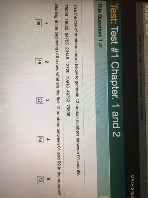 Solved Use The Row Of Numbers Shown Below To Generate 12 Chegg