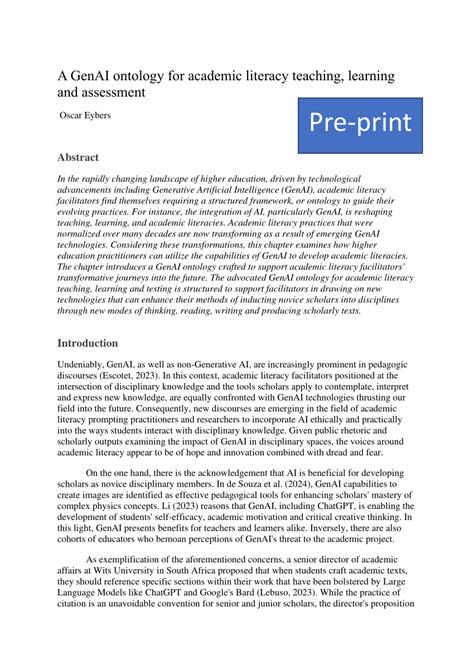 Pdf A Genai Ontology For Academic Literacies Teaching And Learning Practices