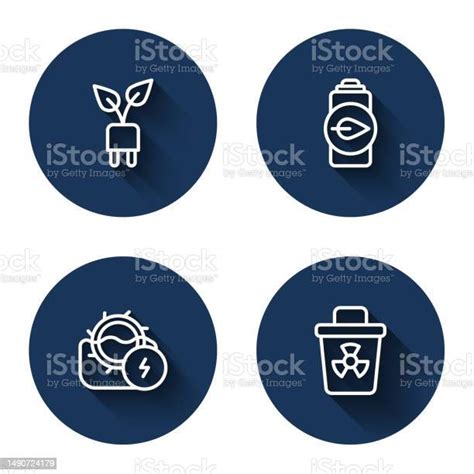 Set Line Steker Hemat Listrik Di Daun Baterai Alam Eco Kincir Air Dan