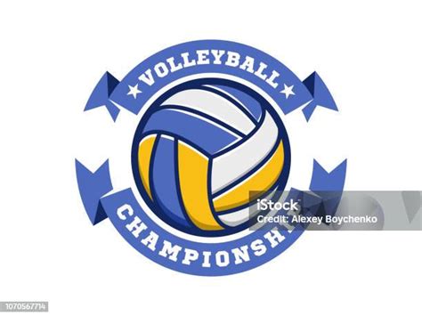 배구 선수권 대회 상징 아이콘 디자인 템플릿 밝은 배경에 배구 공 Championship에 대한 스톡 벡터 아트 및 기타 이미지