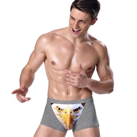 Seksi Erkekler 3D Kurt Kartal Boxer Külot İç Çamaşırı Şort uygun