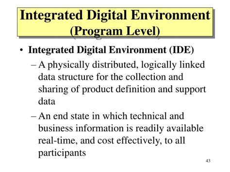 PPT Integrated Digital Environment IDE Program Level PowerPoint Presentation ID