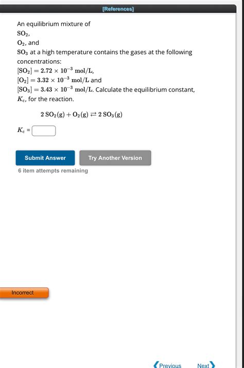 Solved An Equilibrium Mixture Of So2 O2 And So3 At A High