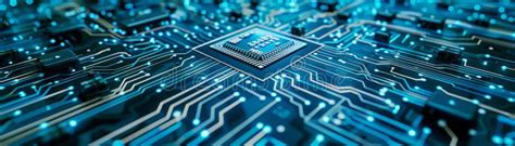 High Tech Electronic Circuit Board With Microchip Detailed View Of Modern Technology Components