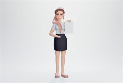 Premium Photo 3d Render Business Woman Holding Blank Papers