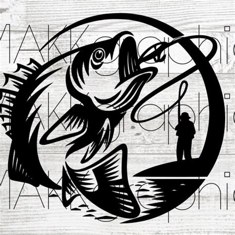 Skeleton Fish Svg Fish Hook Svg Bass Fish Logo Svg Vector Etsy