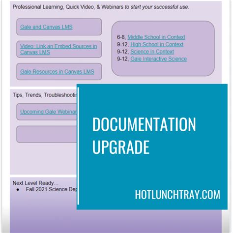 Documentation Upgrade Hot Lunch Tray