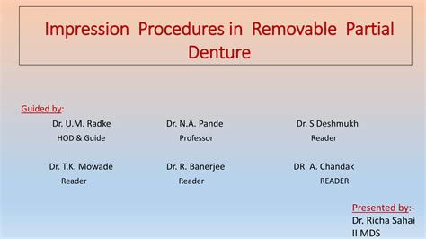 Impression Techniques In Removable Partial Denture Pptx