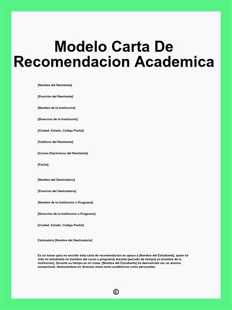 Modelo Carta De Recomendacion Academica