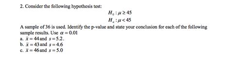 Solved Consider The Following Hypothesis Test H V Chegg