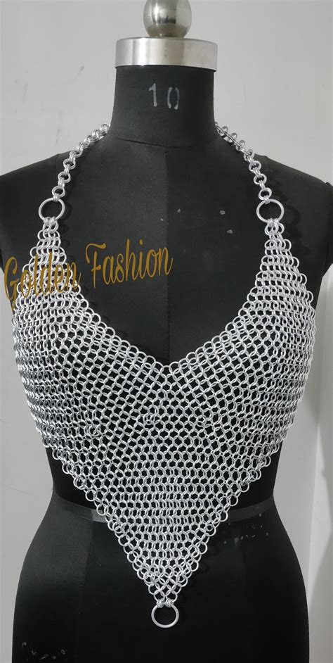 Top Bra Girls Women Aluminum Wire Jump Ring Chain Mail Fancy And
