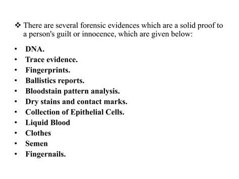 Types Of Forensic Evidence And Investigation Pptx