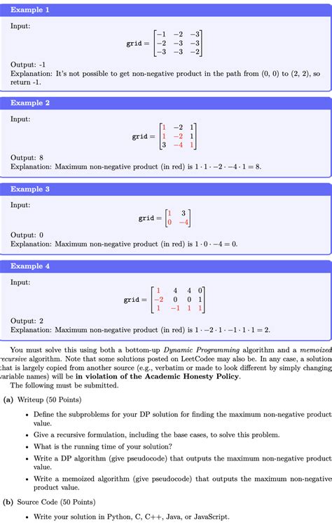 Solved Problem Maximum Non Negative Product In A Matrix Chegg