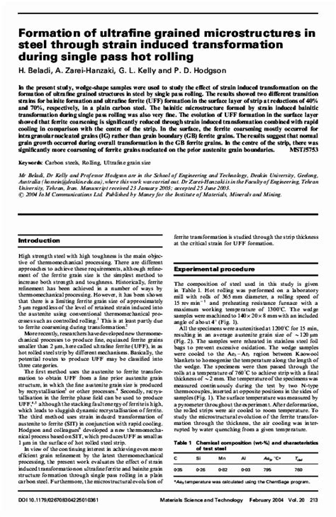 Pdf Formation Of Ultrafine Grained Microstructure In The Austenitic Stainless Steel And Its