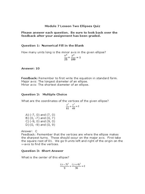 module 7 lesson 2 ellipse quiz pdf ellipse cartesian coordinate