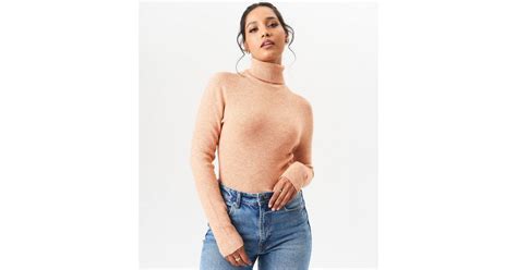 Gini London Light Brown High Neck Long Sleeve Jumper New Look