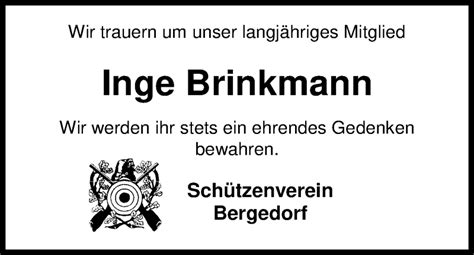 Traueranzeigen Von Inge Brinkmann Nordwest Trauerde