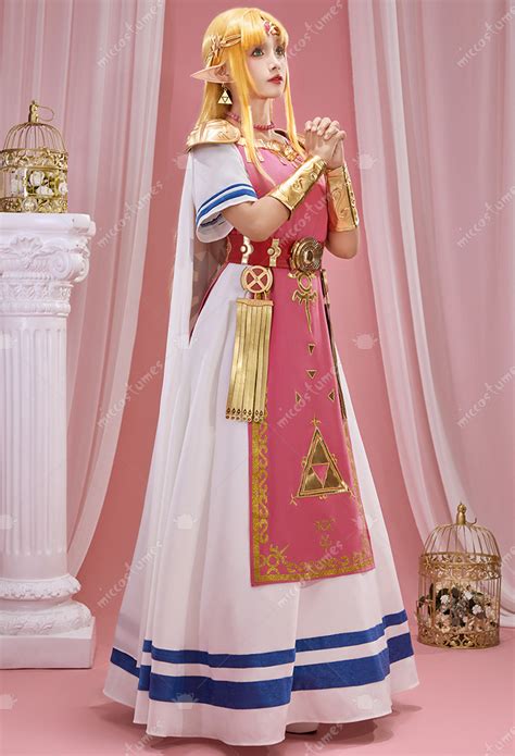 Women Princess Zelda Costume Dress With Tank Coat And Cloak Ssbu