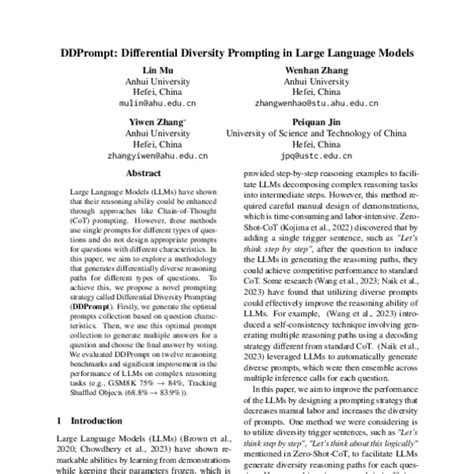 ddprompt differential diversity prompting in large language models
