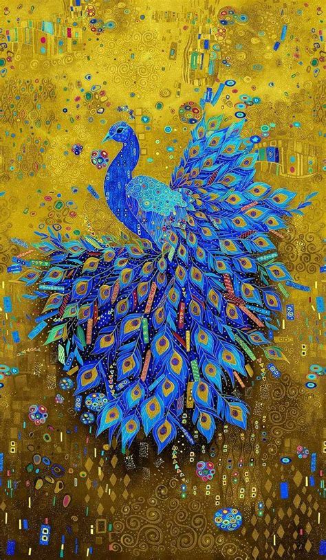 Tt Gilded Plume Peacock Panel 24 Cm3430 Multi Cotton Metallic Fab