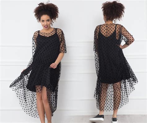 Black Tulle Dress Black Sheer Dress See Through Dress Plus Etsy