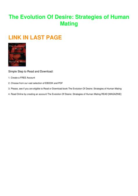 Ppt Pdf Download Free The Evolution Of Desire Strategies Of Human
