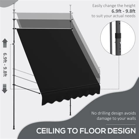 Outsunny 65 X 4 Manual Retractable Awning Non Screw Freestanding