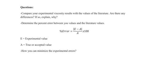[solved] Experiment Of Viscosity Data Experiment Measu