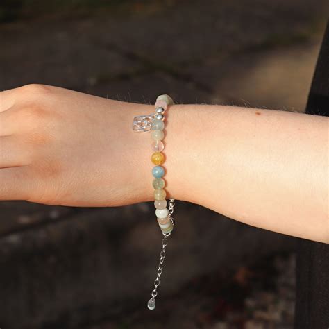 Multi Coloured Beryl Bracelet With Celtic Knot Charm Dalbeg Design