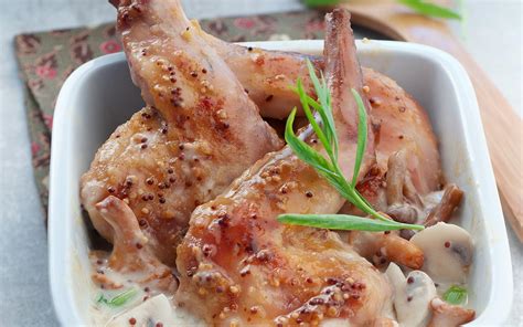 Lapin aux champignons et sauce crémeuse à la moutarde Elle Vire